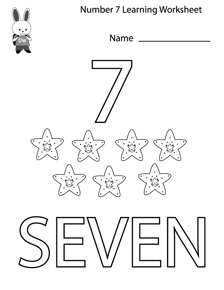 Number 7 Worksheets For Preschools Activity Shelter Free Printable 