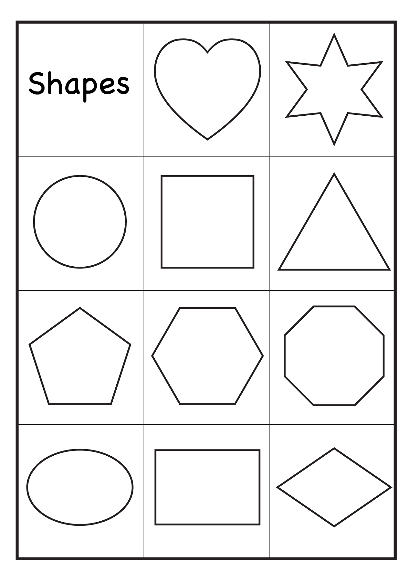 Coloured Shapes Printable