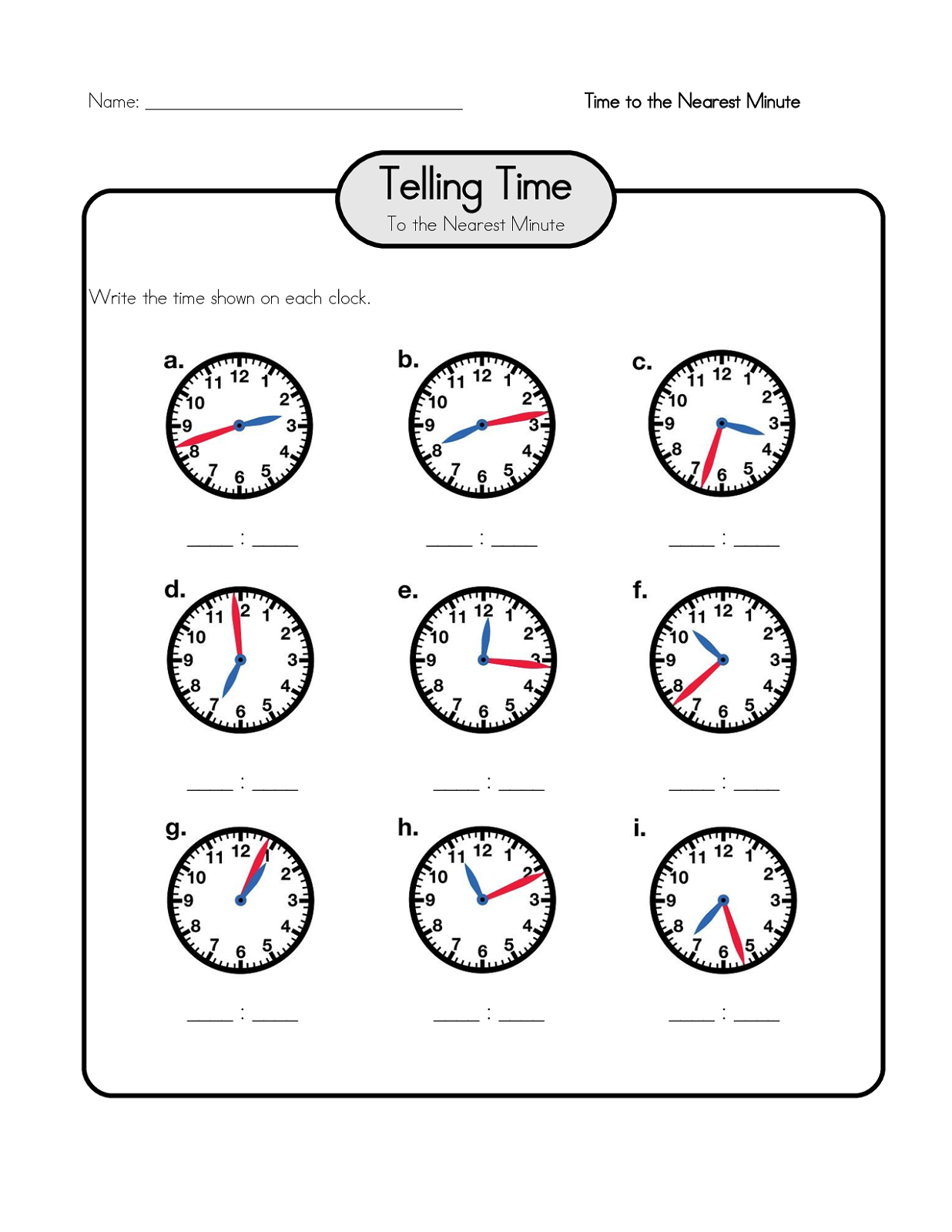 Elasped Time Worksheets