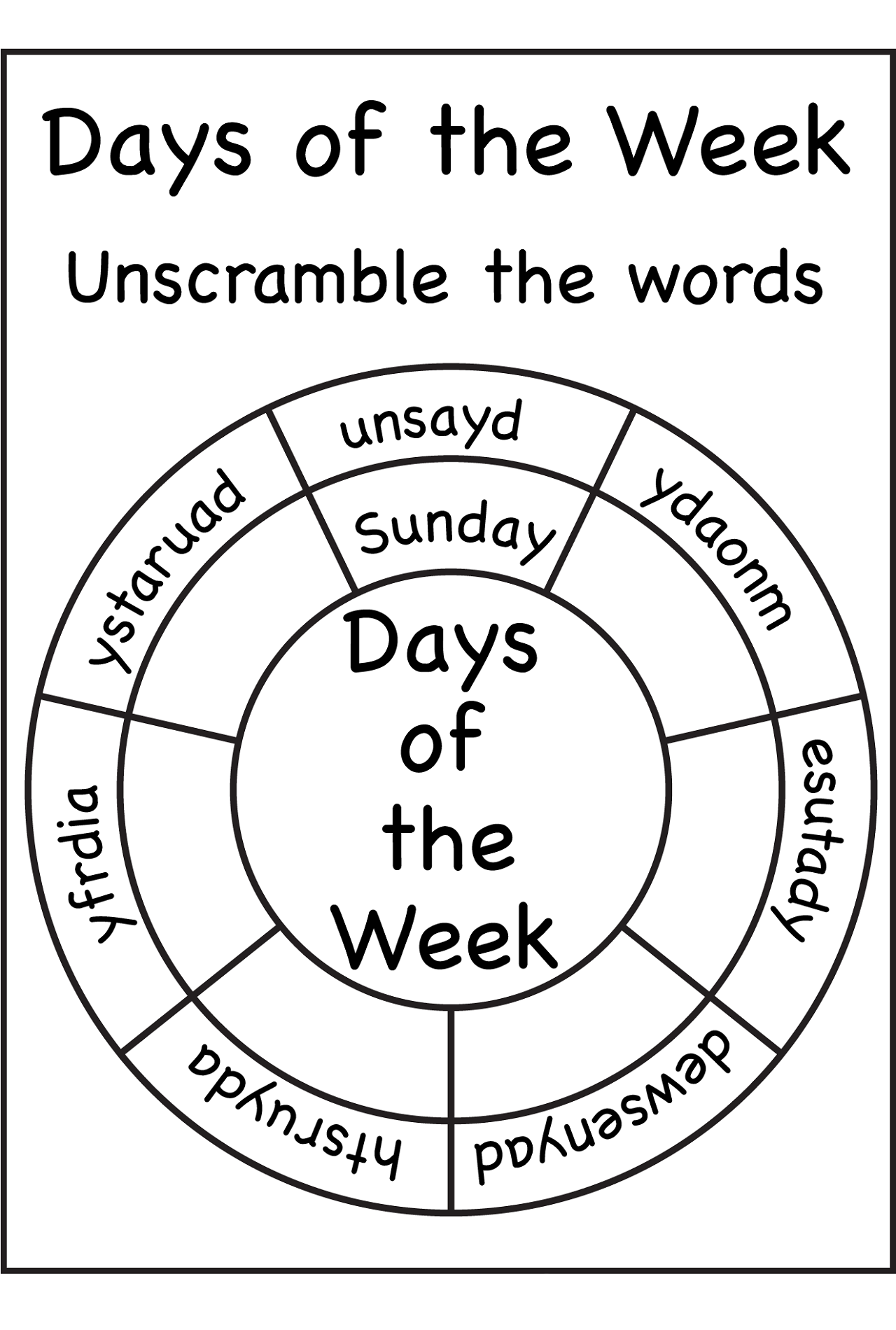 Worksheets For Days Of The Week Activity Shelter