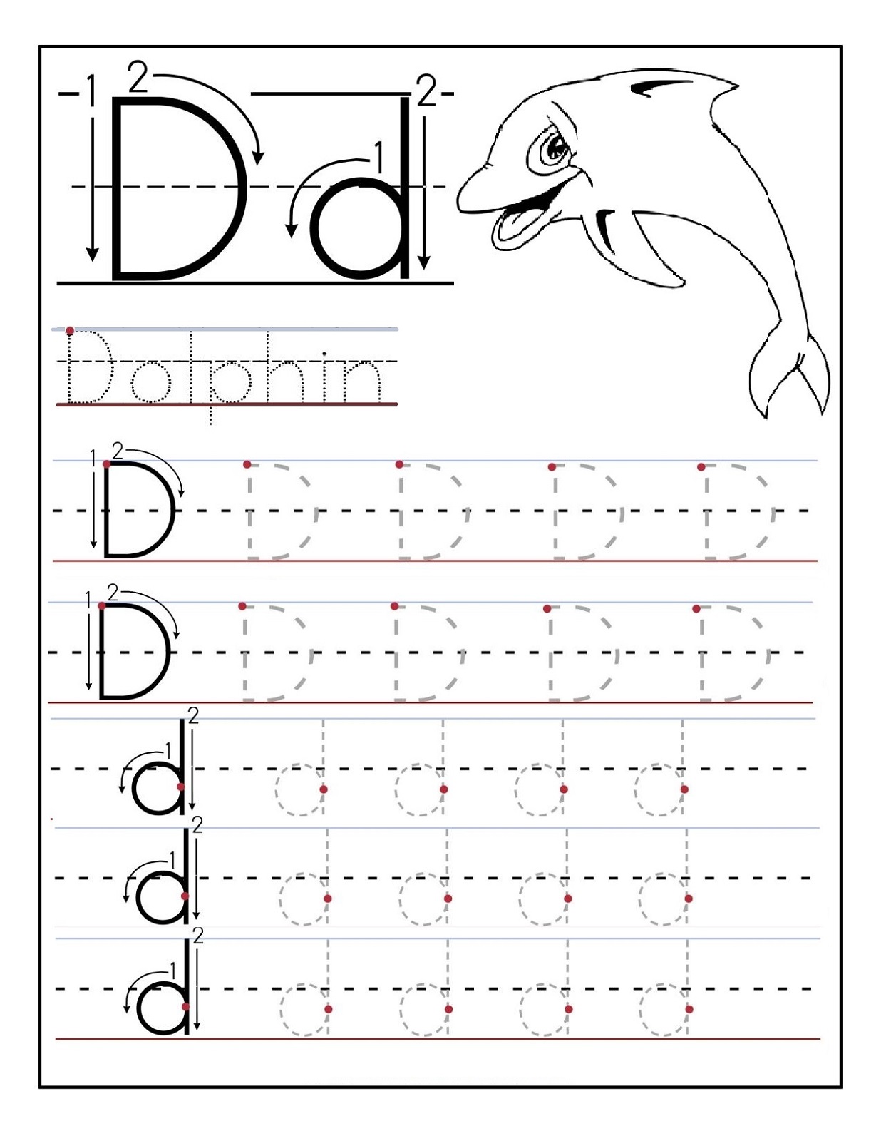 Trace Letter D Worksheets | Activity Shelter Trace Letter D Worksheets | Activity Shelter