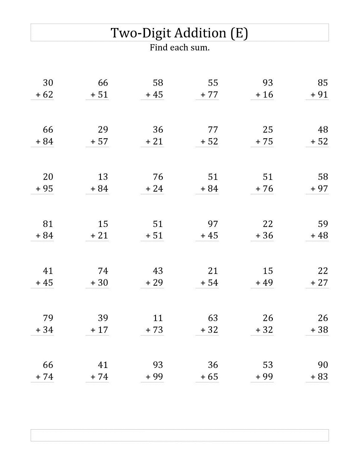 Free Two Digits Math Worksheets Activity Shelter Free Two Digits Math Worksheets Activity Shelter