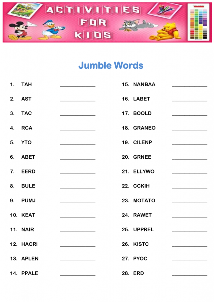 Free Word Scrambles Worksheets Activity Shelter Free Word Scrambles Worksheets Activity Shelter
