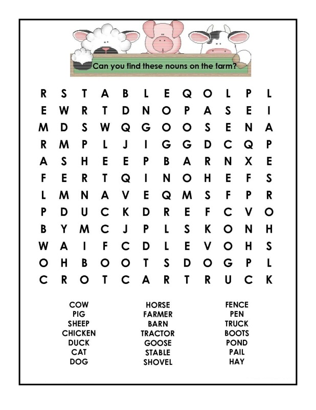 Farm Word Search For Kids Activity Shelter