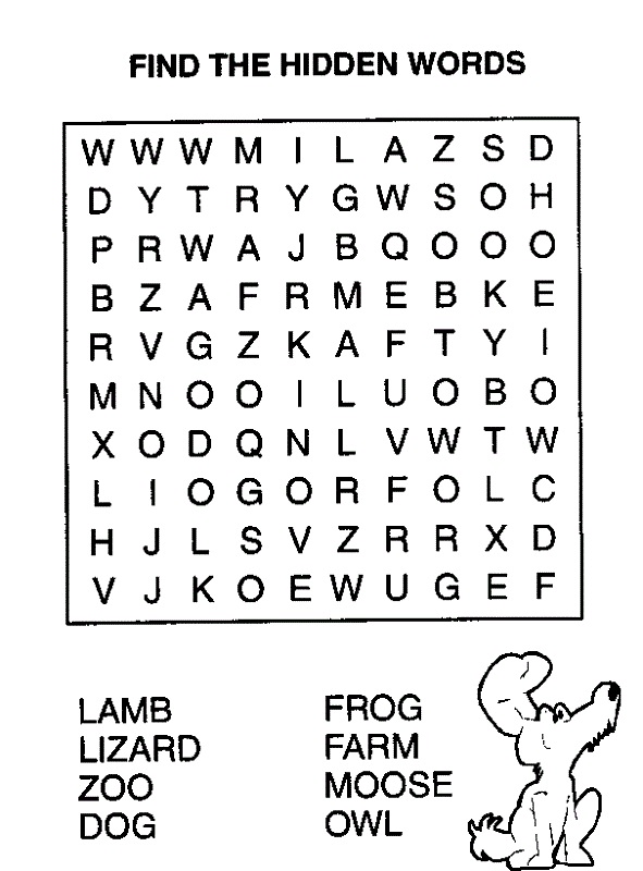 Free Easy Word Search For Kids Activity Shelter