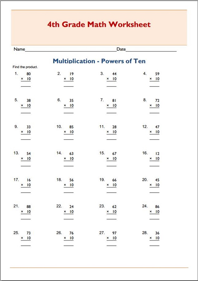 Multiples Of 10 Worksheets Activity Shelter