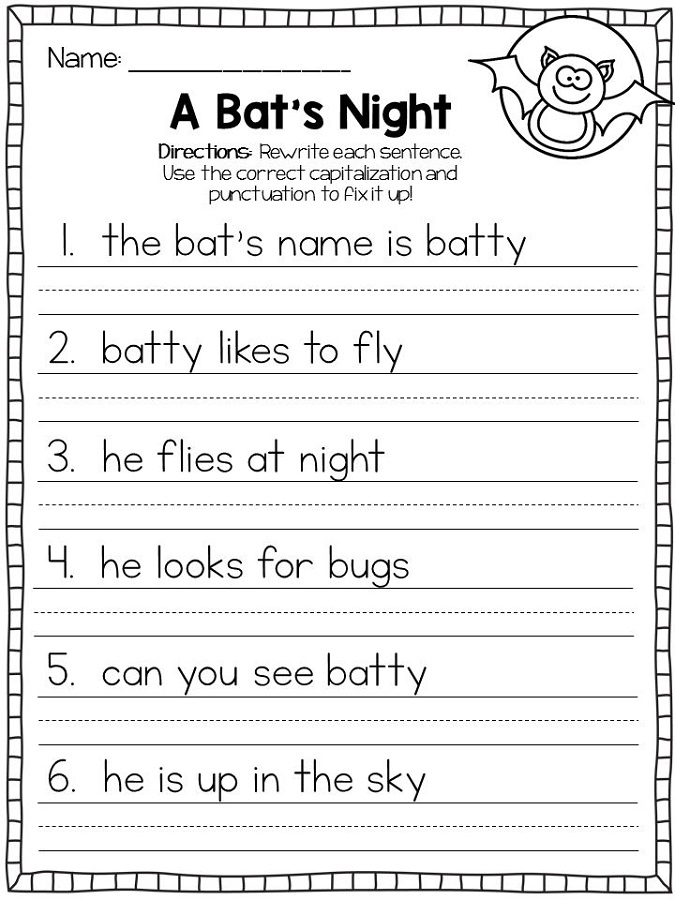 Writing Simple Sentences Worksheets 1st Grade Writing 12 Good 