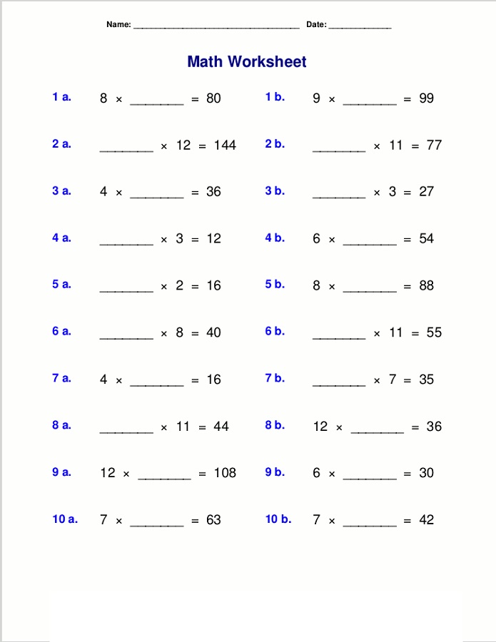 Printable Times Table Worksheets Easy Activity Shelter