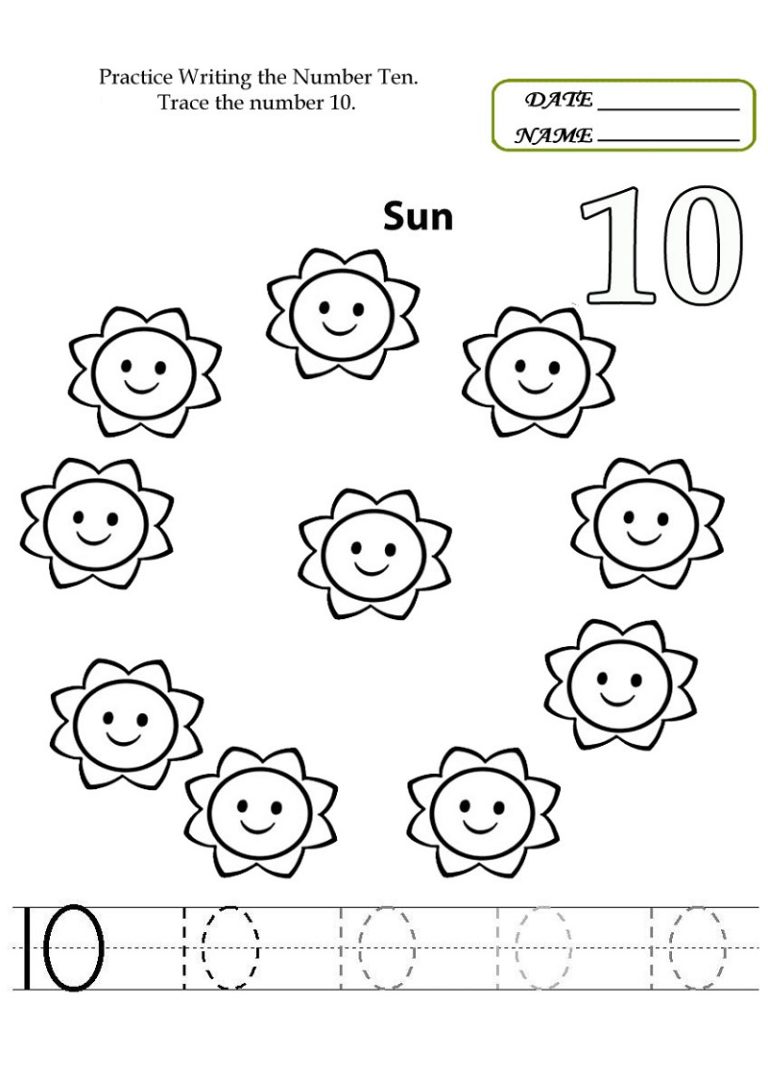 Number 10 Worksheet Number 10 Worksheet