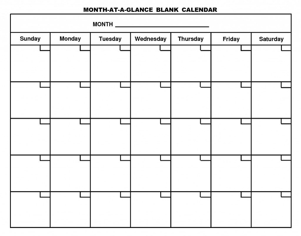 Printable Calendar Pages Blank Activity Shelter